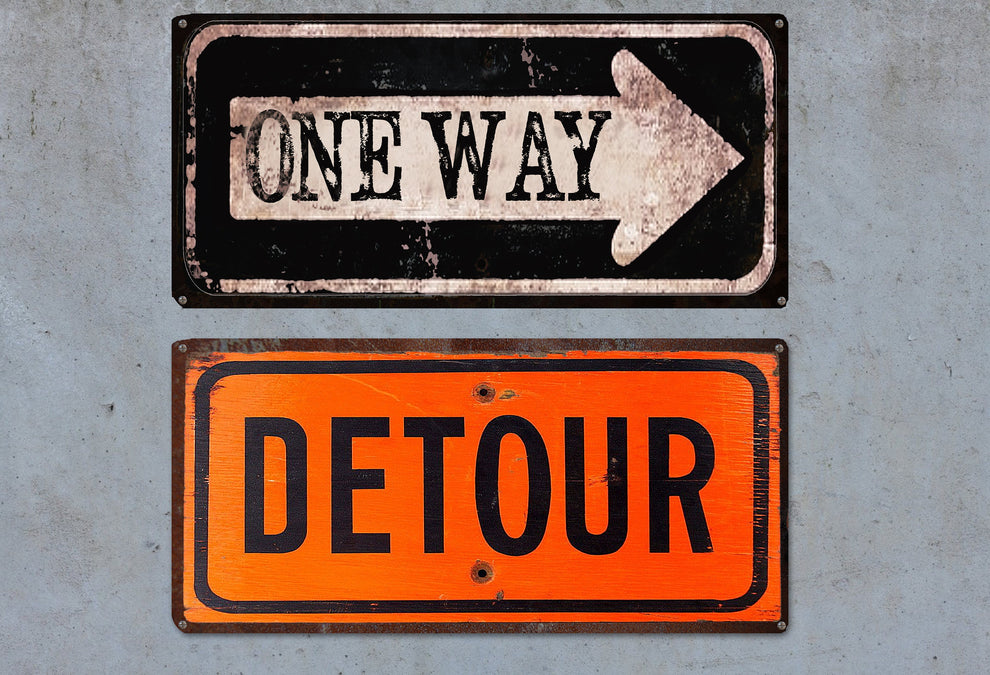 Vintage, Rustic Road Signs - One Way and Detour Sign – Tin Sign Shop