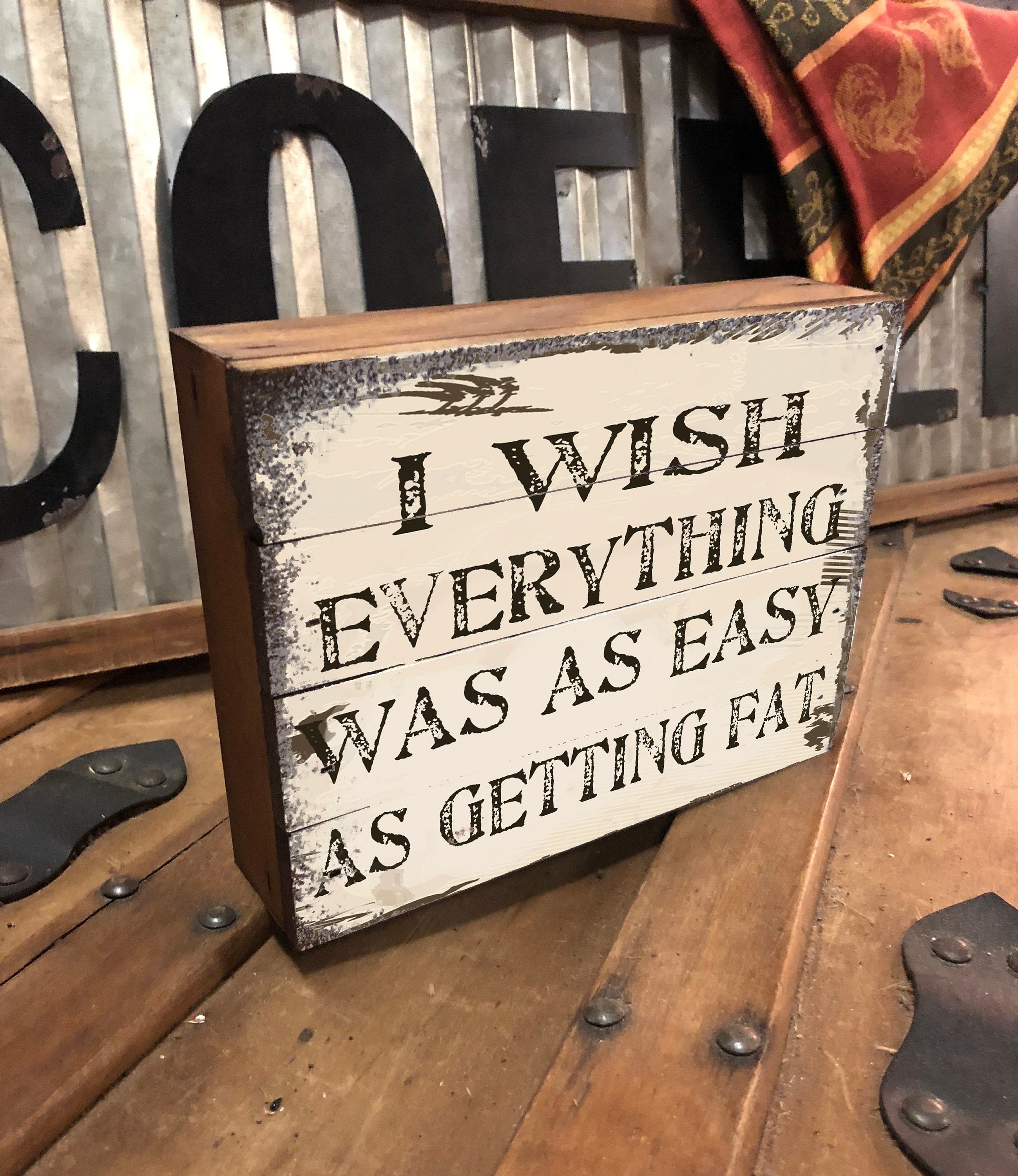 Vintage Get Fat Wooden Box Sign – Tin Sign Shop