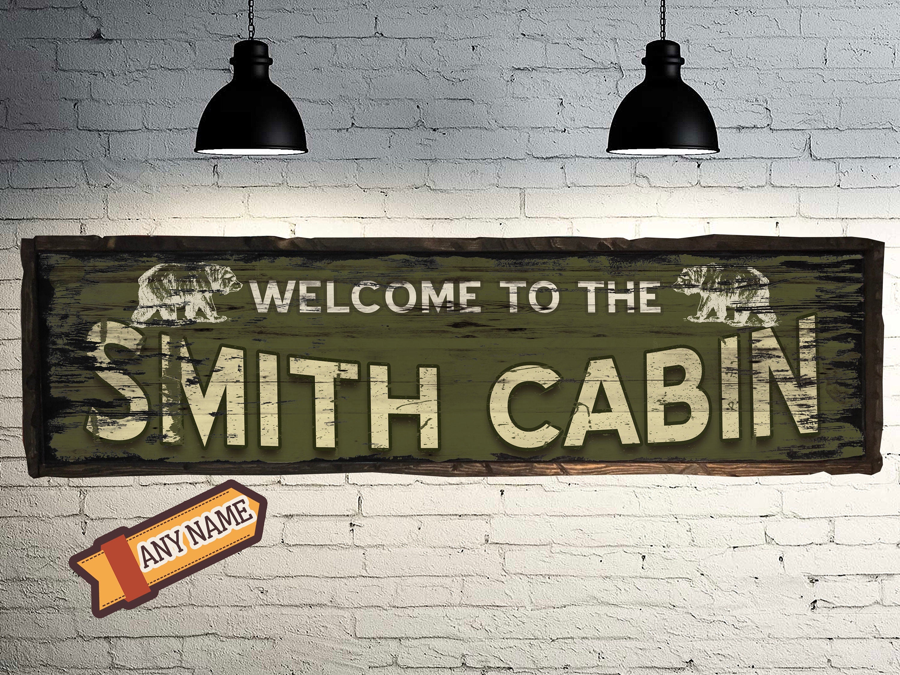 Custom CABIN SIGN on Barn Wood - with Bears – Tin Sign Shop