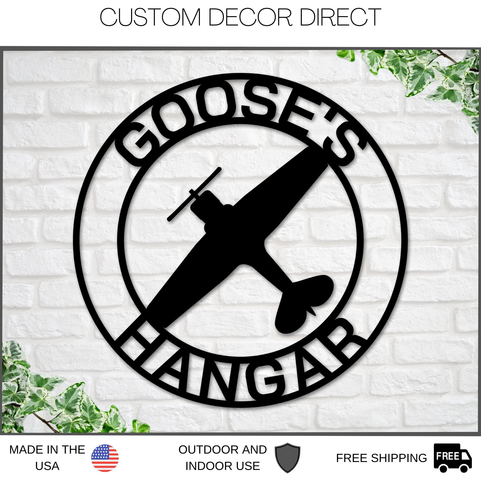 Airplane Hangar Sign, Personalized Pilot Name Sign, Custom Aviation Lo ...