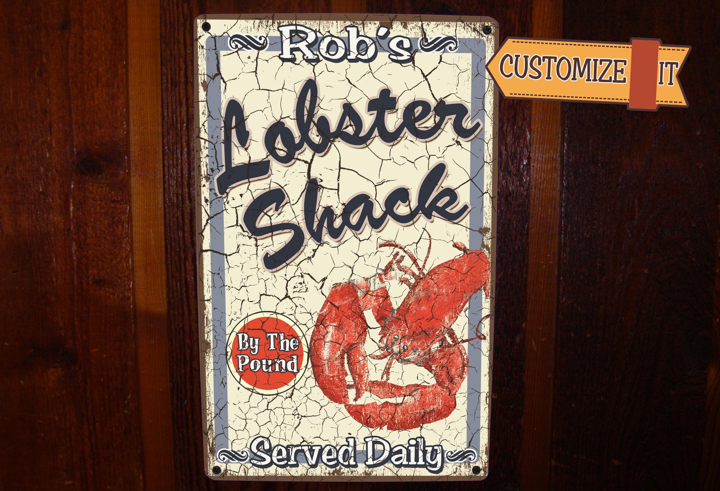 Lobster Shack Custom, Metal Beach Sign - FREE Personalization – Tin ...