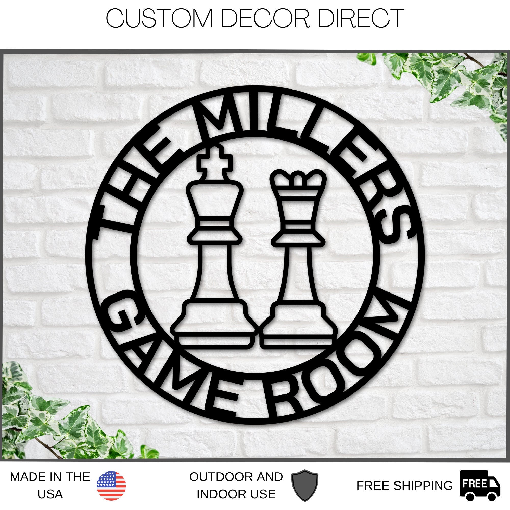 Board Game Sign, Custom Chess Sign, Personalized, Metal Chess Piece, B ...