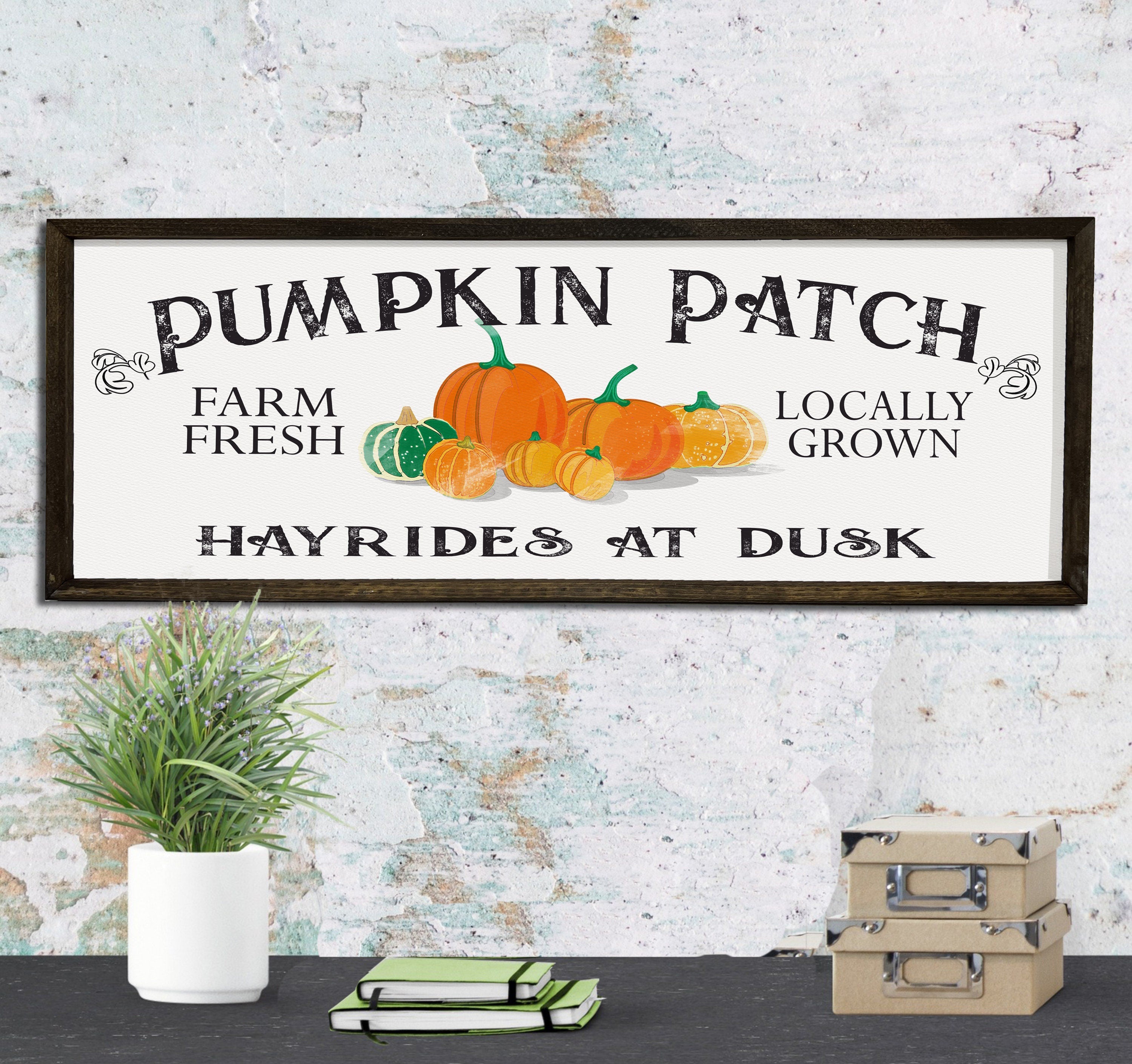 Pumpkin Patch - Wood Sign - Framed - Fall Sign – Tin Sign Shop