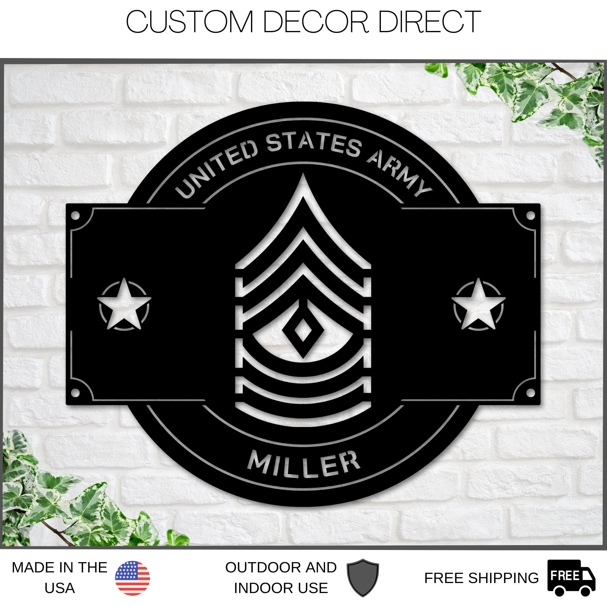 Personalize Army Rank Sign, Army Retirement gift, Army Nameplate, Boot ...