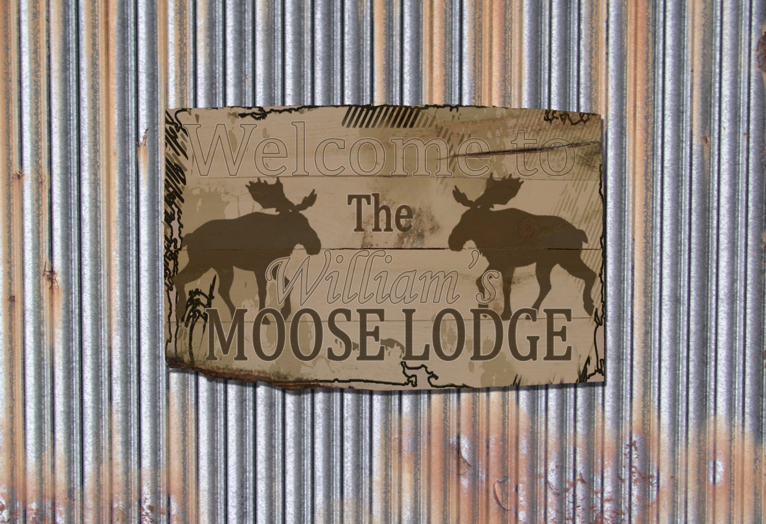 Custom, Personalized Moose Lodge Sign, Rustic Barn Wood, Vintage Barnw ...
