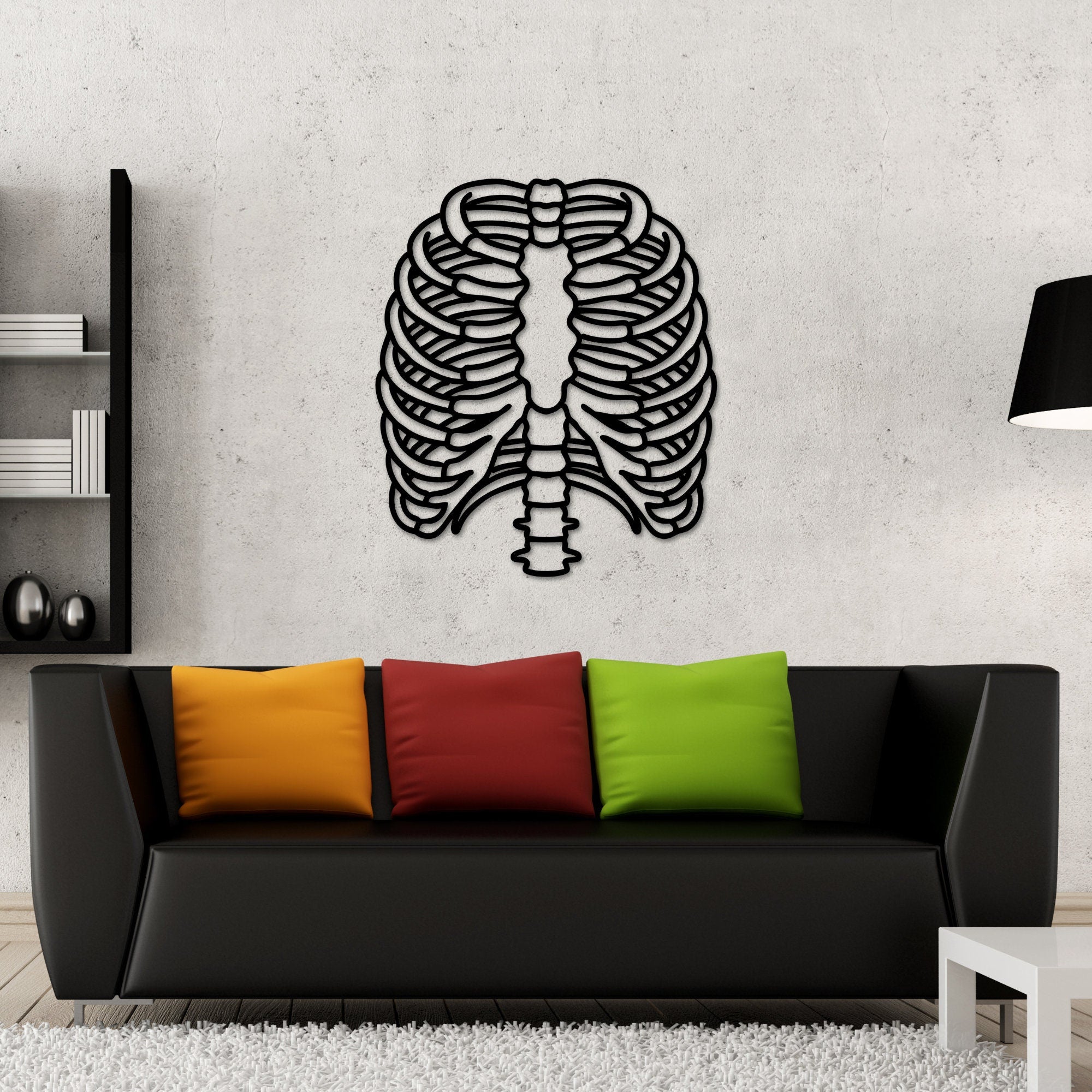 Skeleton Metal Wall Art, Bones Wall Art, Skull Wall Decor, Skeleton Li ...